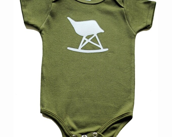 BABY ONE PIECE Vintage Modern Eames Shell Rocker Applique - Etsy
