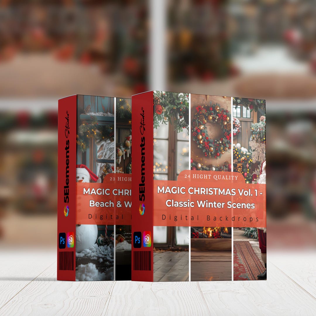 48+ Christmas Backdrops Bundle - Classic Winter & Beach Holiday Scenes ...