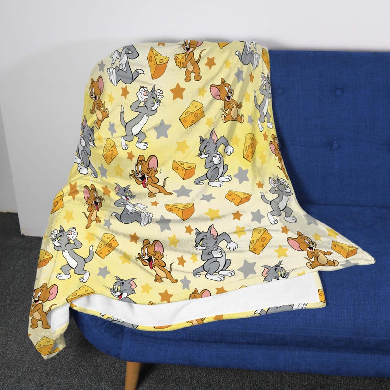 Tom Jerry Fleece Blanket – Fun Cartoon Throw Blanket for Kids and ...