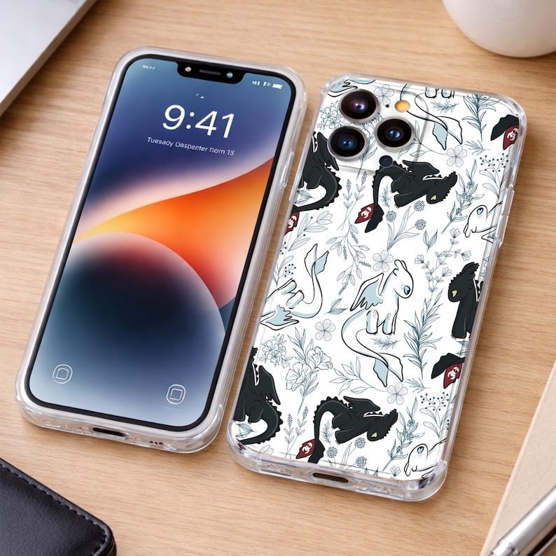 Toothless Phone Case Cute Dragon Floral Pattern Samsung iPhone Pixel ...
