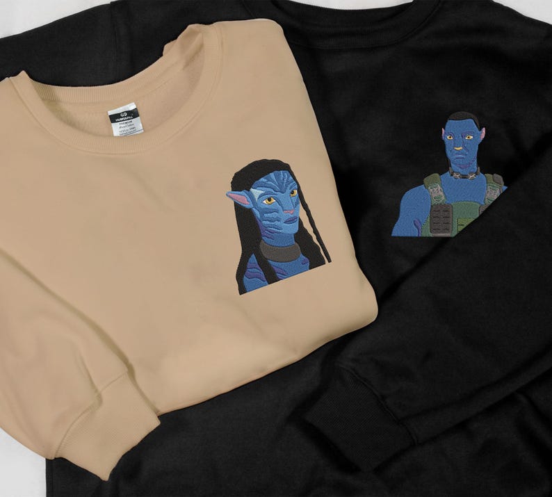 Avatar Fire and Ash Embroidered Sweatshirt, Jake Sully and Neytiri ...