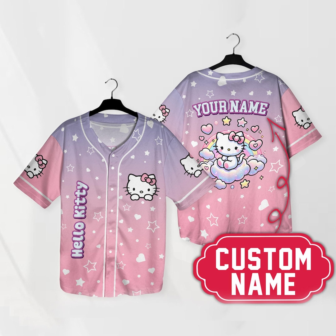 Personalized Hello Kitty Baseball Jersey Custom Name Hello Kitty ...