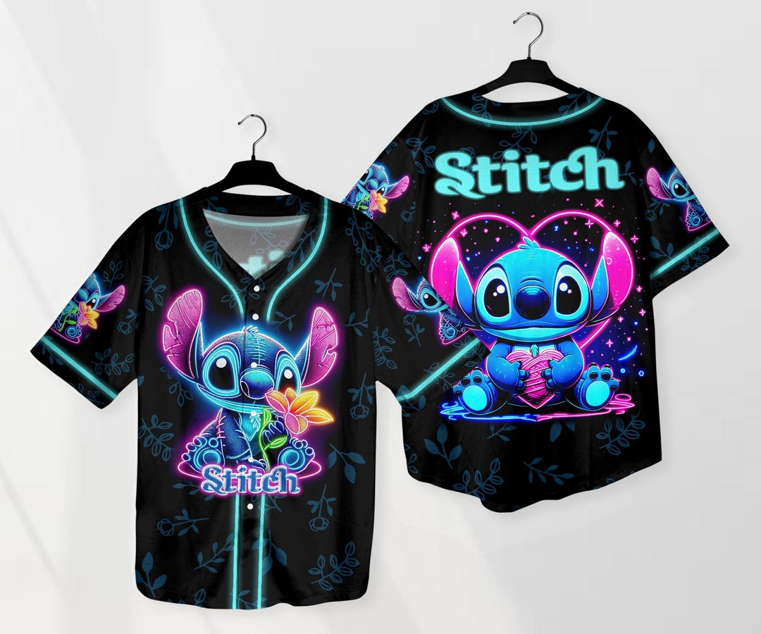 Stitch Baseball Jersey Neon Stitch Jersey Baseball Shirt Gift - Etsy
