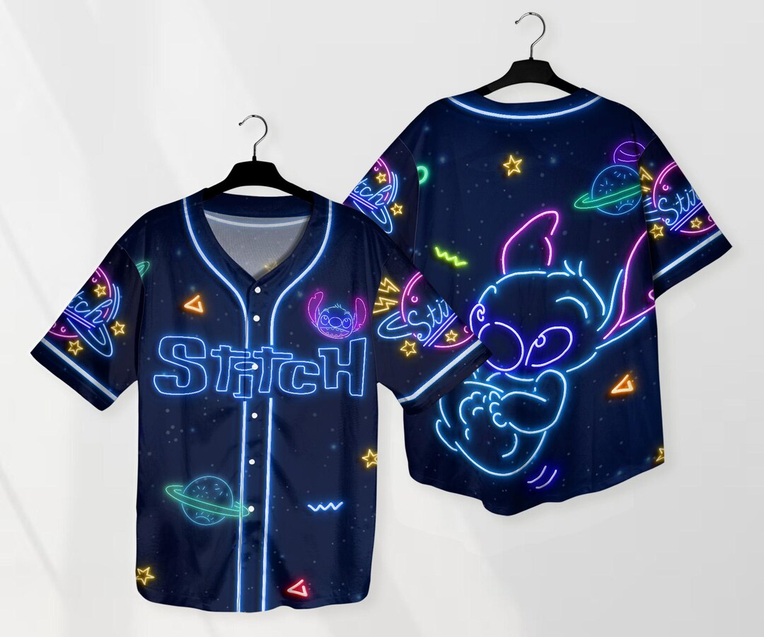 Stitch Baseball Jersey Neon Stitch Baseball Shirt Gift - Etsy