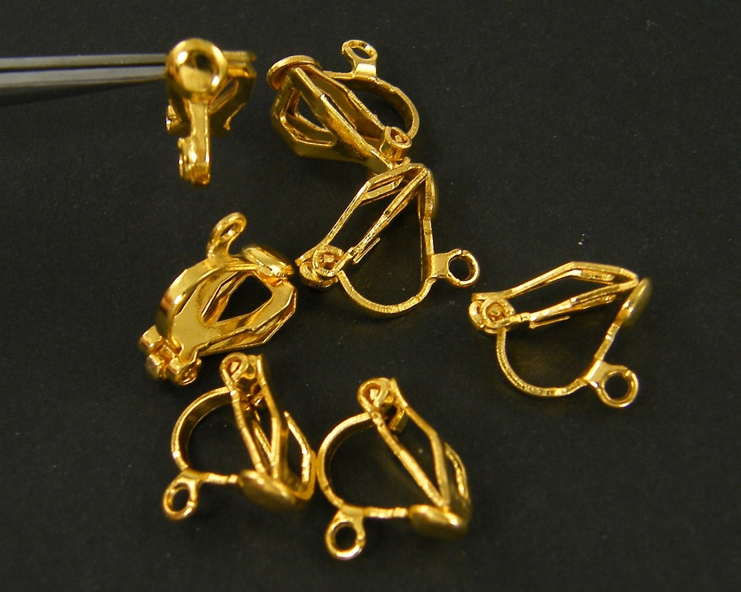 20 Pcs Small Gold Clip on Earring Findings, 4mm Partial Ball Pad Bright ...