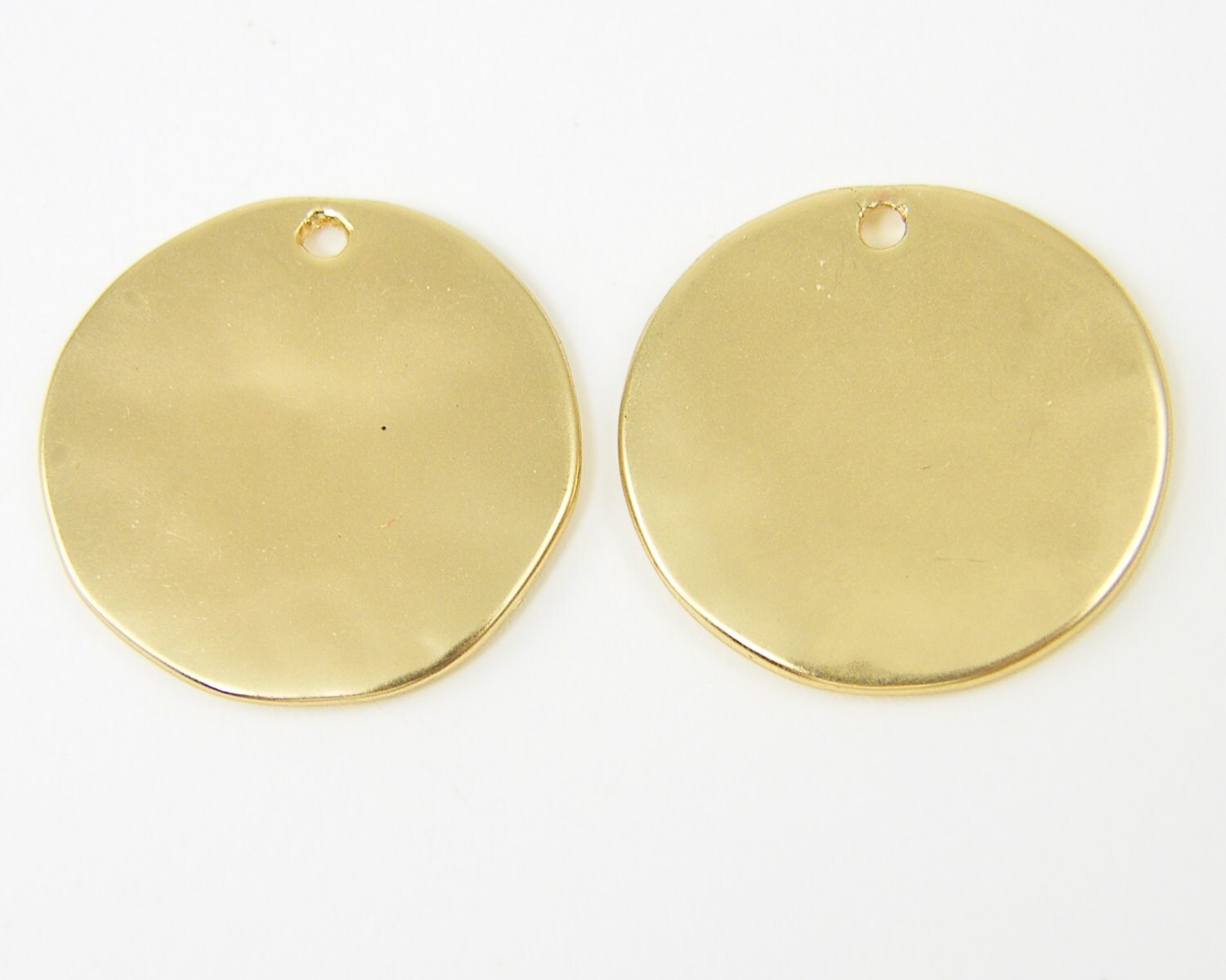 Matte Gold Disc Earring Findings Round Gold Pendant Charms | Etsy