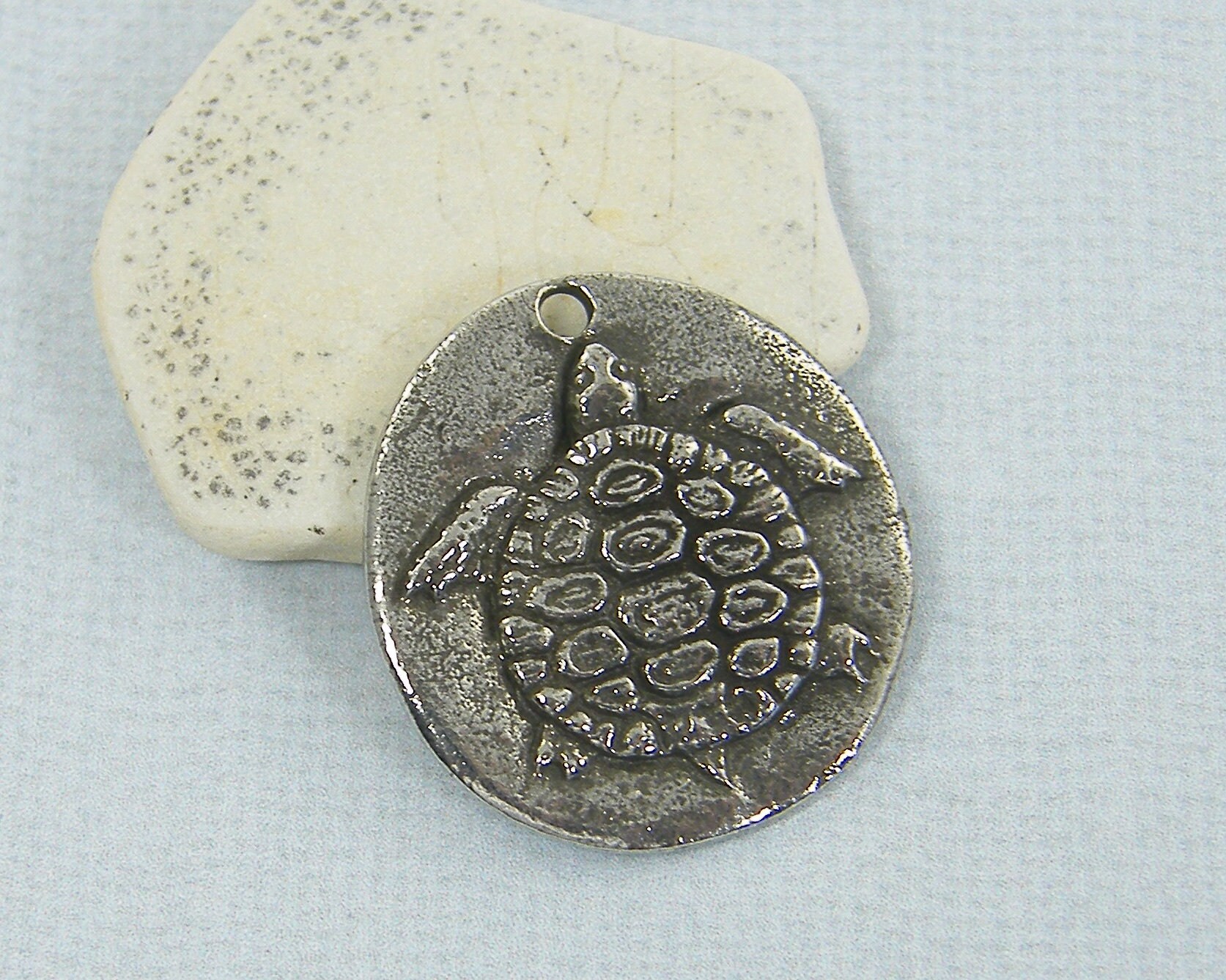 Sea Turtle Pendant Silver Pewter Turtle Pendant Aquatic Charm | Etsy