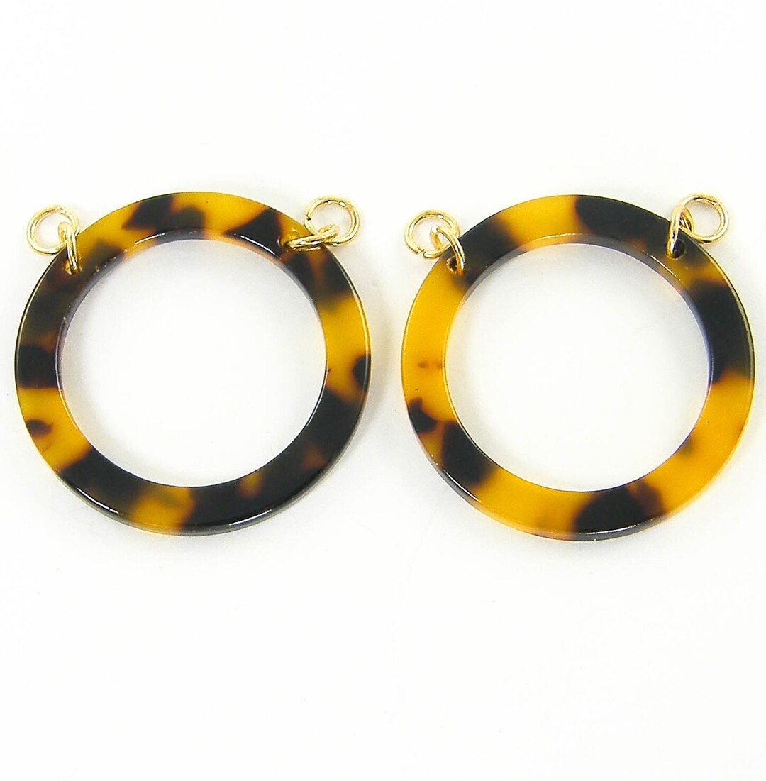 Brown Amber Acetate Pendants, Round Faux Tortoise Shell Jewelry ...