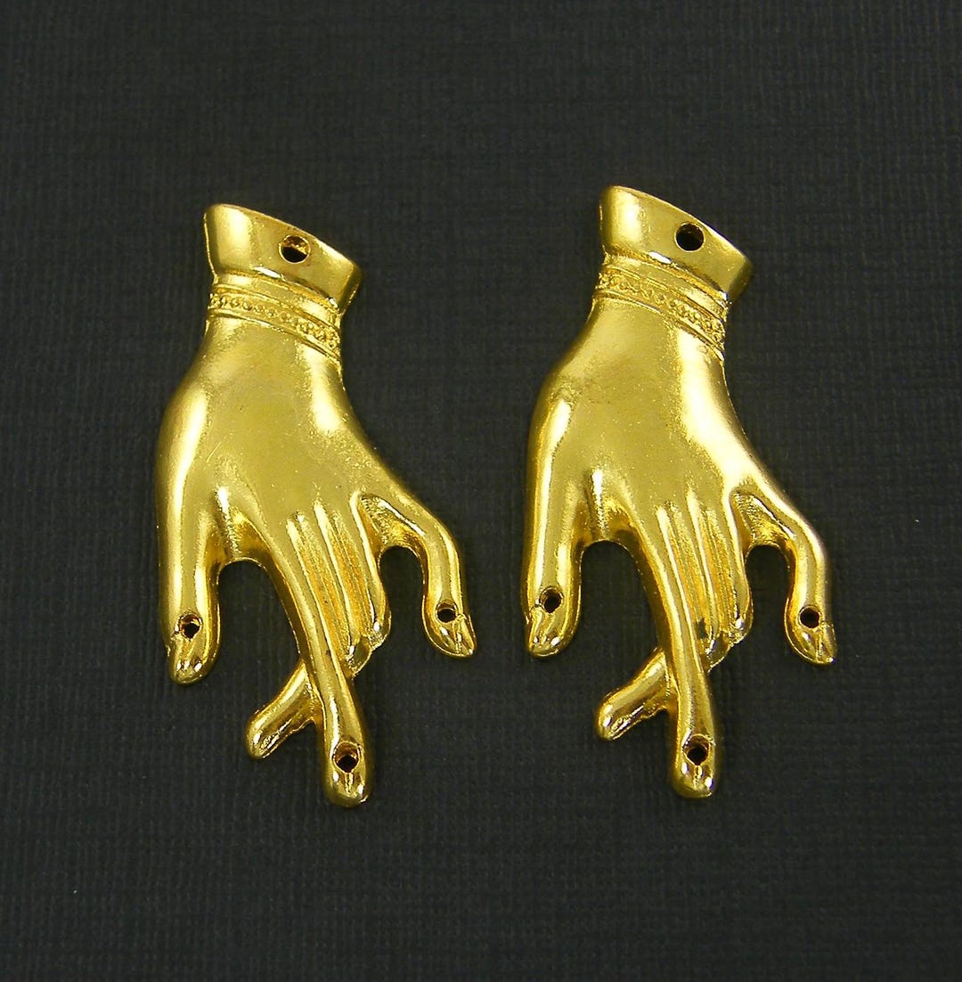 Gold Hand Charm Earring Connector, Hand Jewelry Pendant Bracelet ...