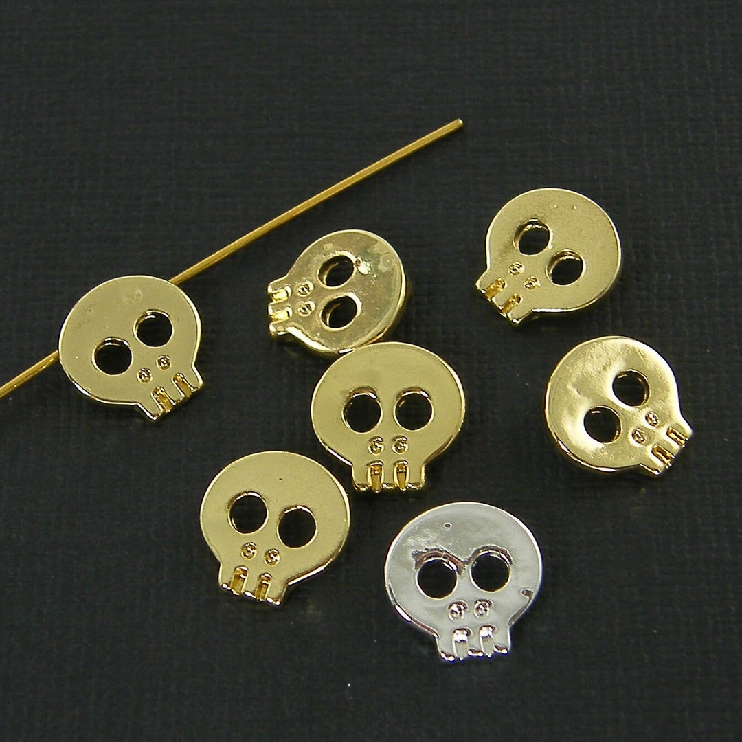 Scratch and Dent 12 Pcs Mini Skull Charms, Gold Silver Baby Skull ...
