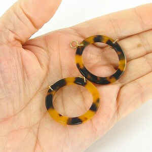 Brown Amber Acetate Pendants, Round Faux Tortoise Shell Jewelry ...
