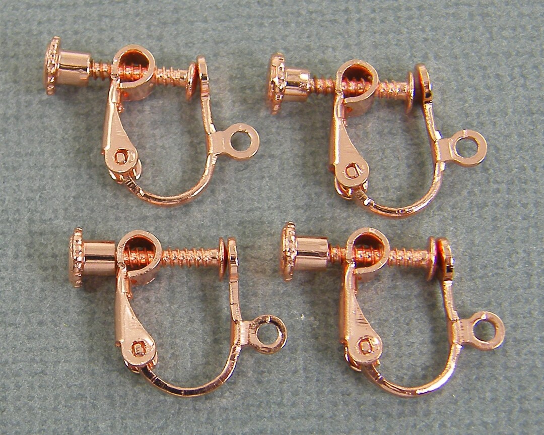 20 Pcs Copper Clip on Earring Findings, Flat Pad Screw Back With Loop ...