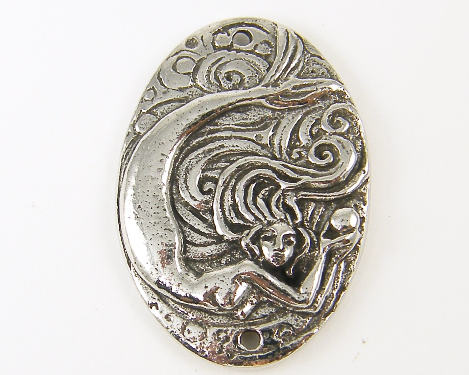 Mermaid Pendant Silver Pewter Pendant Green Girls Studio - Etsy