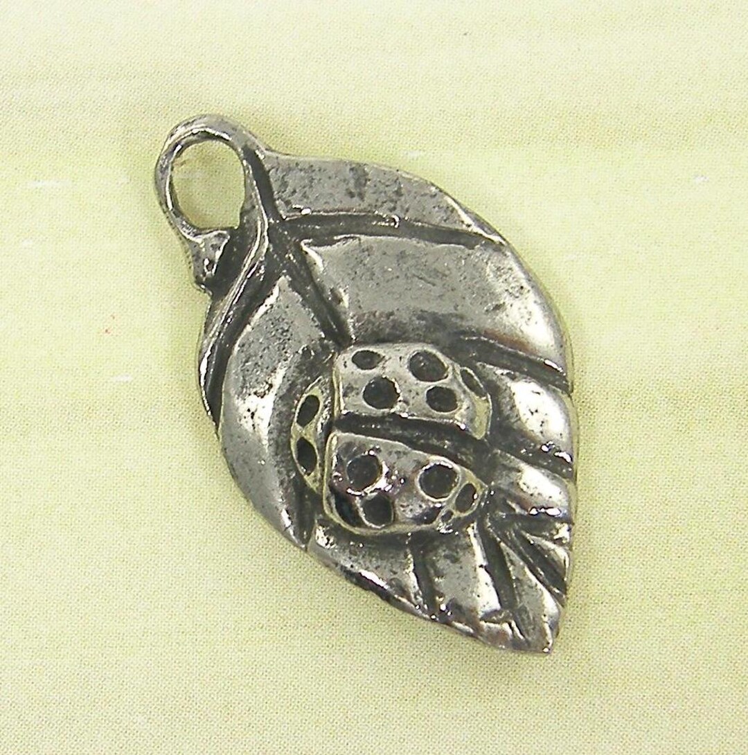 Ladybug Pendant, Silver Pewter Ladybug Insect Leaf Charm, Green Girls ...