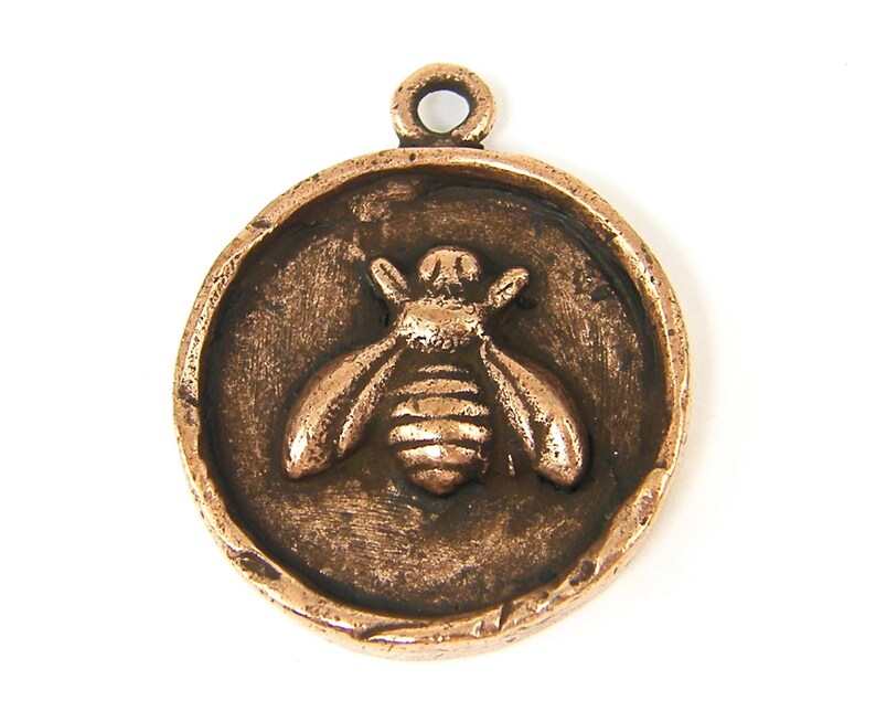 Bee Charm Bee Pendant Antique Copper Round Bee Charm Bee - Etsy