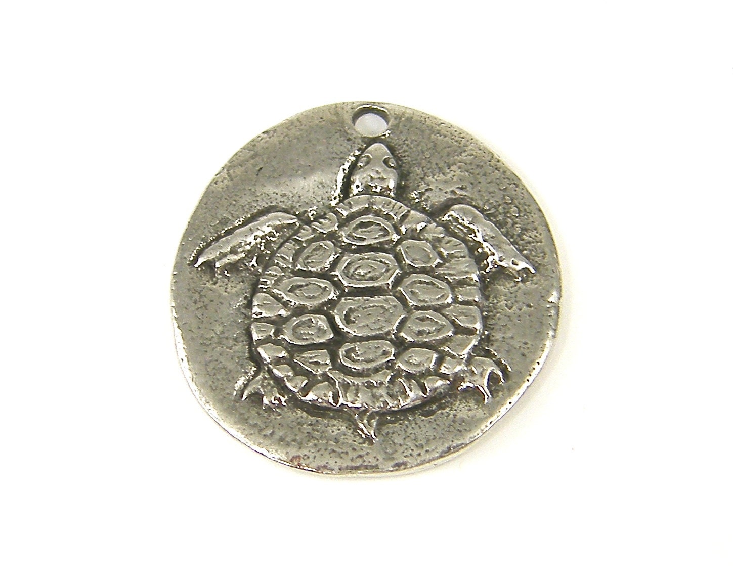 Sea Turtle Pendant Silver Pewter Turtle Pendant Aquatic Charm | Etsy