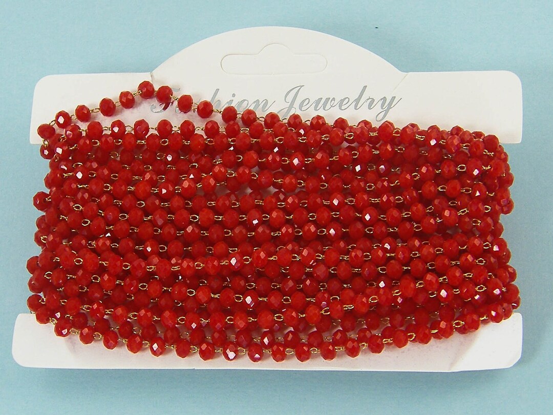 3mm Red Bead Chain, Red Gold Necklace Chain, Small Scarlett Crimson ...