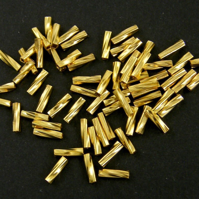 Gold Bugle Beads - Etsy