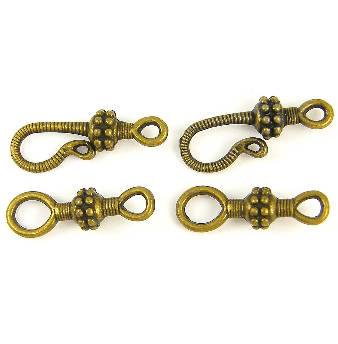 Antique Brass Hook and Eye Clasp Granulated Tribal Jewelry Findings ...