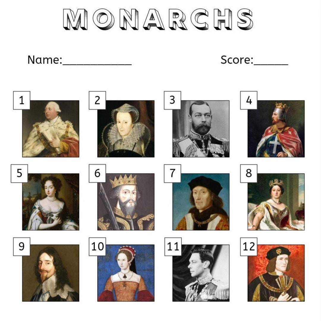 Monarchy Picture Quiz Download, Kings and Queens Picture Quiz, British ...