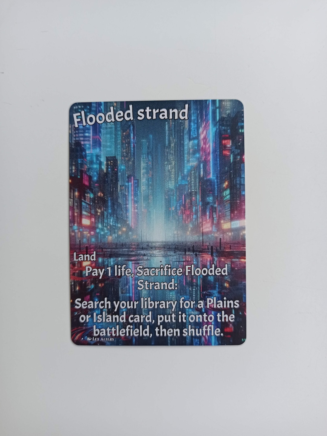 Flooded Strand Cyberpunk Edition - MTG Custom Cards Fetch Land Magic ...