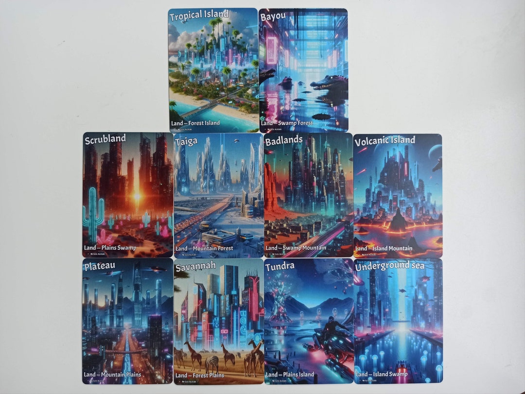 Dual Lands Full Set Cyberpunk Edition Mtg Dual Land Custom Cards Full ...