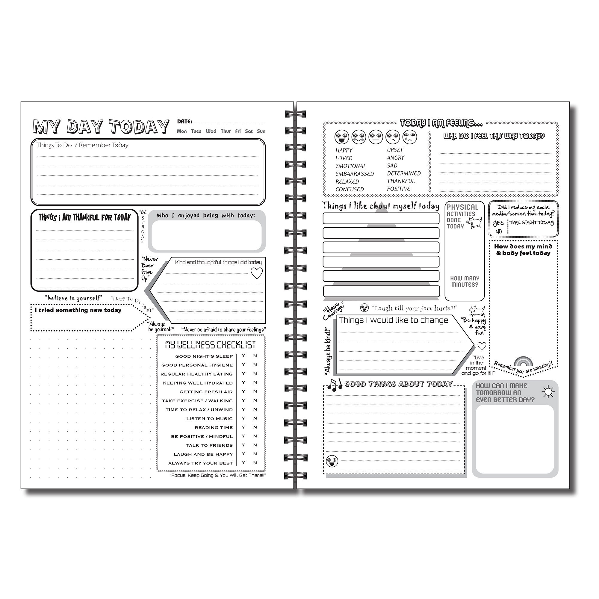 My Daily Wellness Journal Mental Health Tracker A5 100 Pages Split Wiro ...
