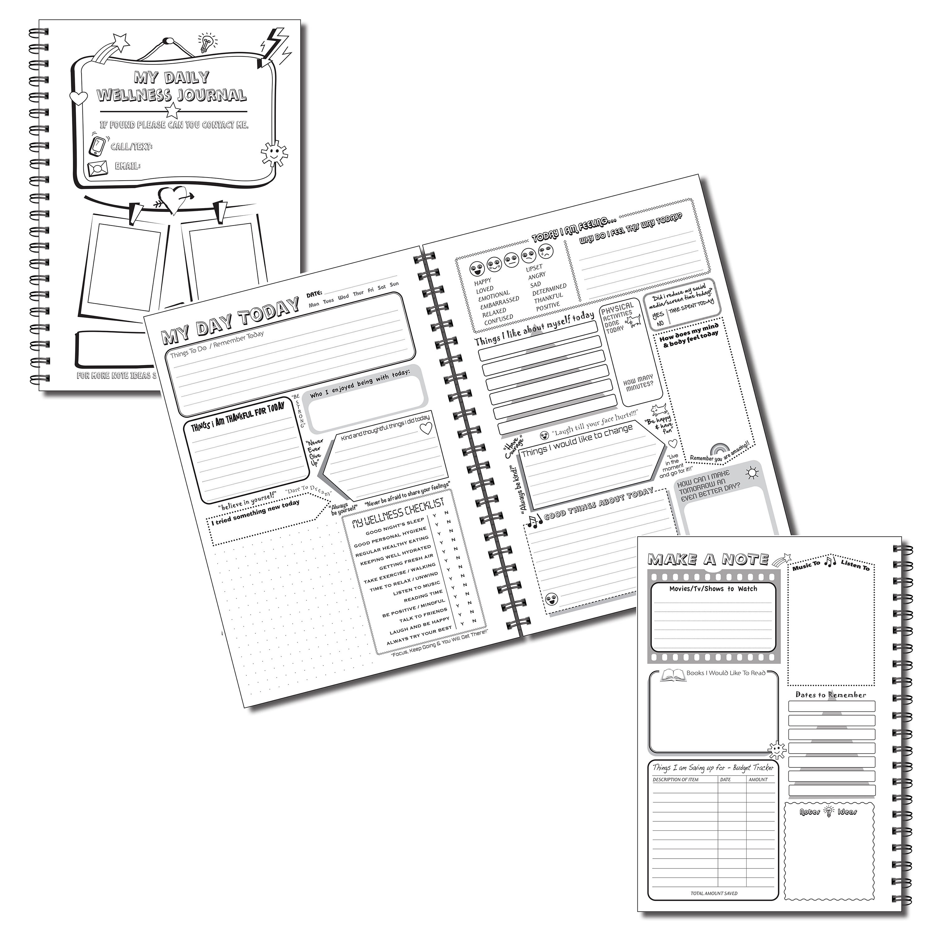 My Daily Wellness Journal Mental Health Tracker A5 100 Pages Split Wiro ...