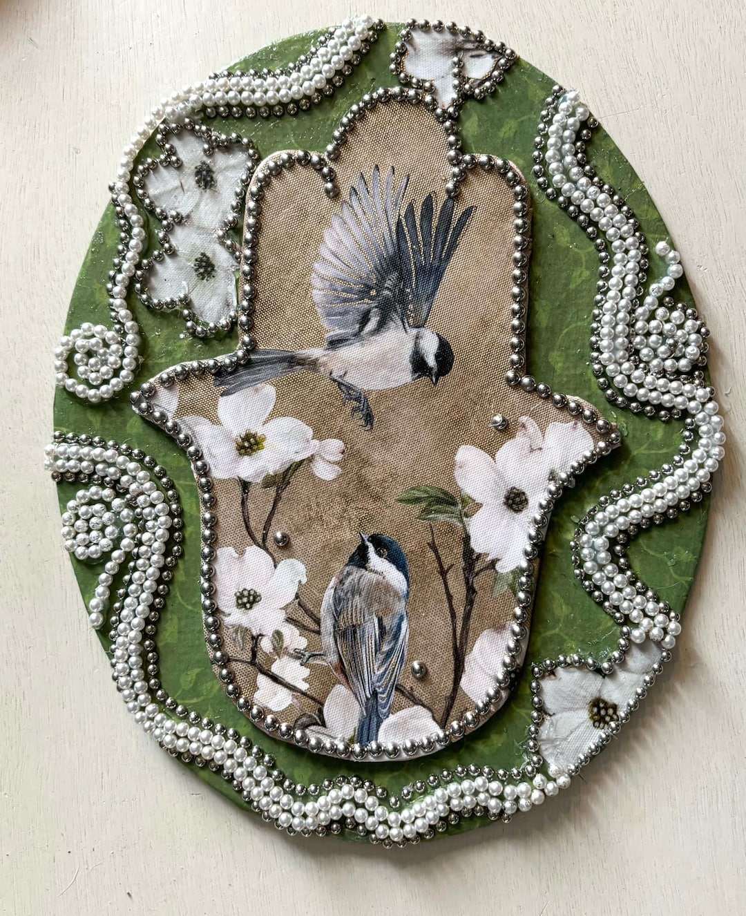 Elegant Hamsa Design L Botanical Art With Birds L Hamsa Wall Hanging ...