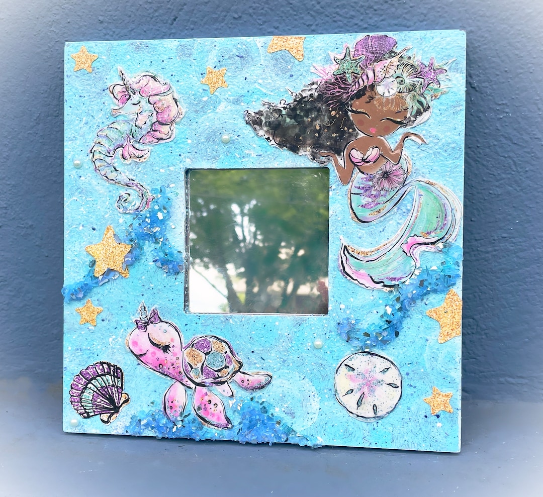 Black Mermaid Mirror | Mermaid Decor | Elegant Ebony Mermaid Gift ...