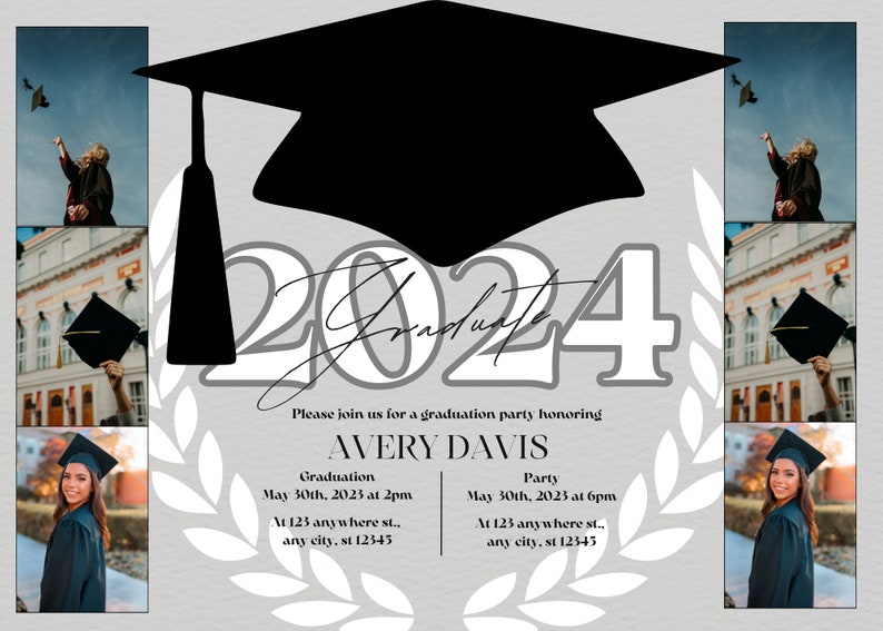 2024 Collage Aesthetic Graduation Invitation Template - Etsy