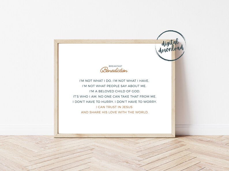 Breakfast Benediction Printable | Blessing Poster | Motivational Wall ...