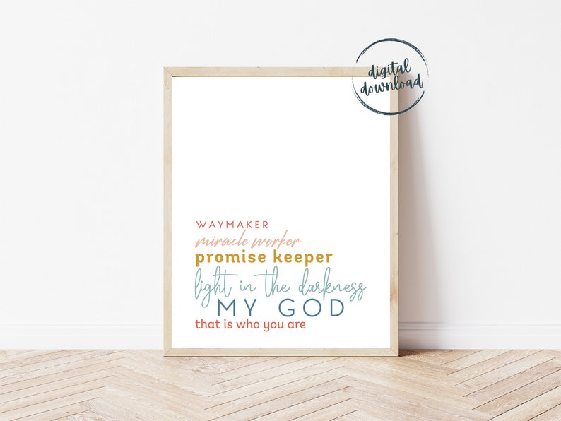 Waymaker Printable | Lyric Print | Motivational Wall Art ...