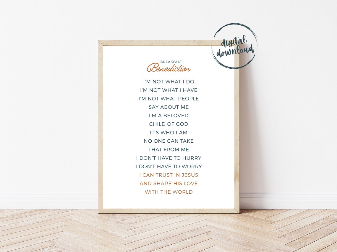 Breakfast Benediction Printable | Blessing Poster | Motivational Wall ...