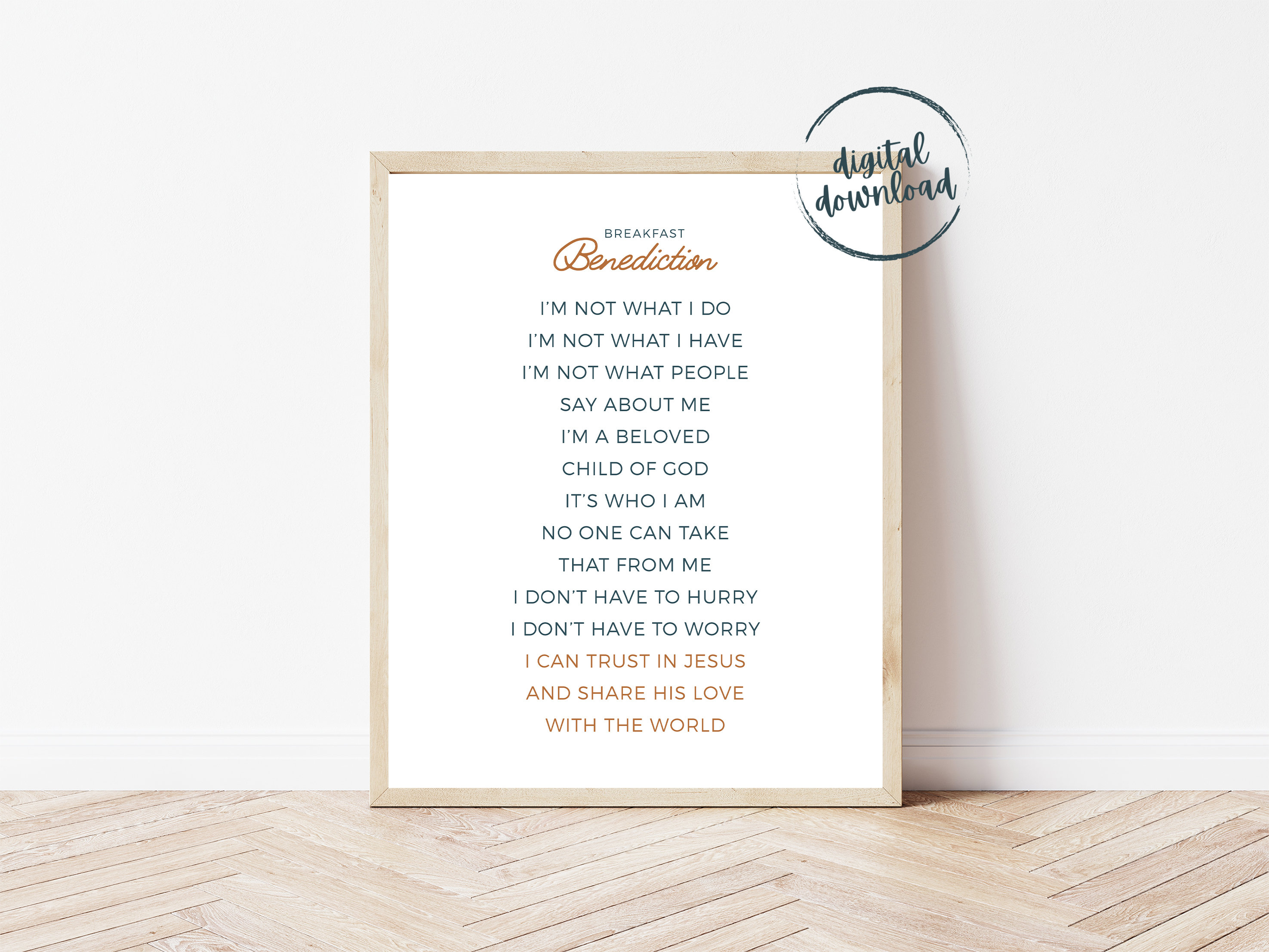 Breakfast Benediction Printable Blessing Poster Motivational Wall Art ...