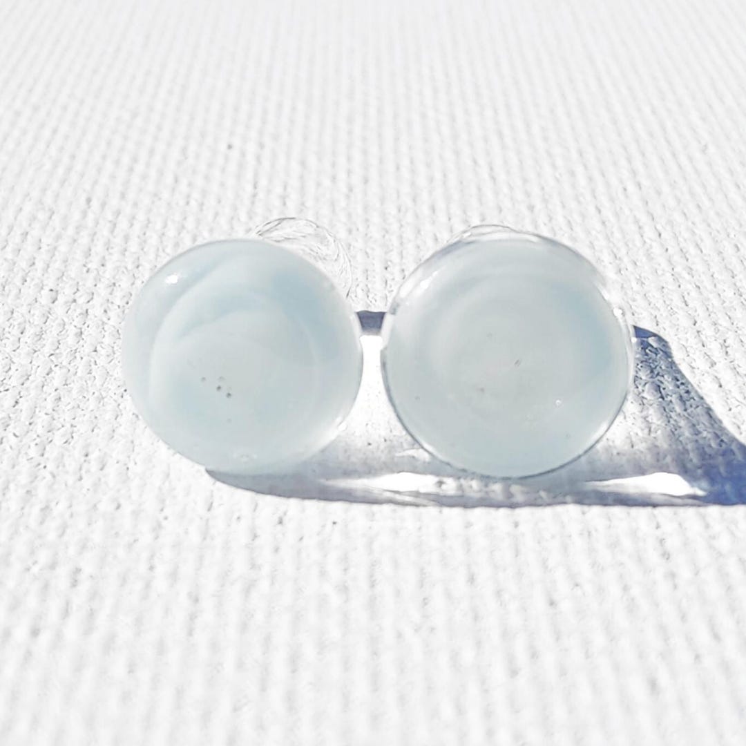 4 Gauge Light Blue Spotted Design Glass Plugs With O-rings (1117) - Etsy