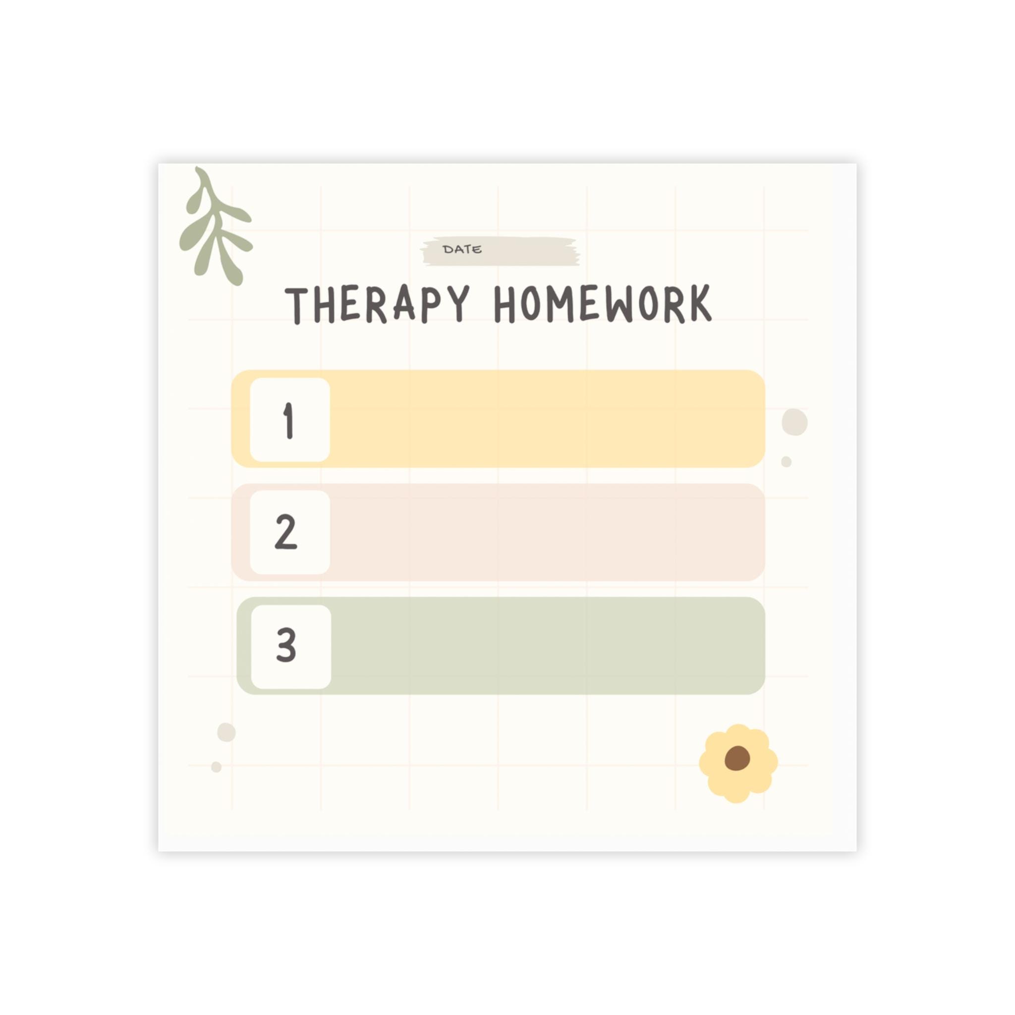 Therapy Homework Post-it® Note Pads - Mental Health CBT Reflection Self ...