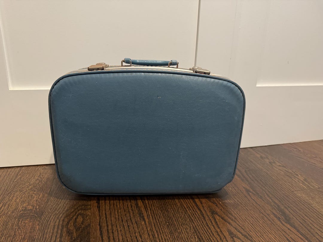 Vintage Suitcase Blue Small Attaché Case Salvage Decor - Etsy