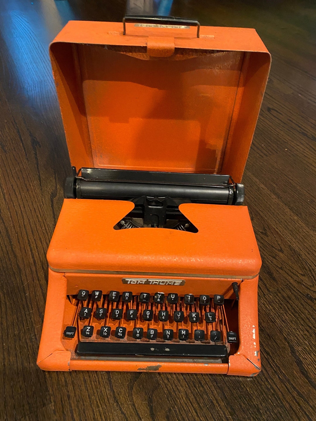 Vintage Tom Thumb Toy Metal Typewriter Cora Orange - Etsy