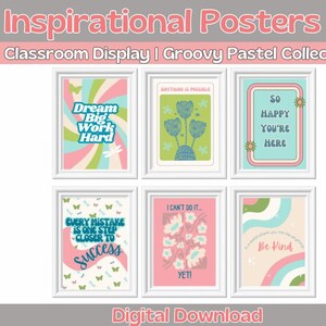 Groovy Pastel Classroom Posters Set of 6 Affirmation Station Classroom ...