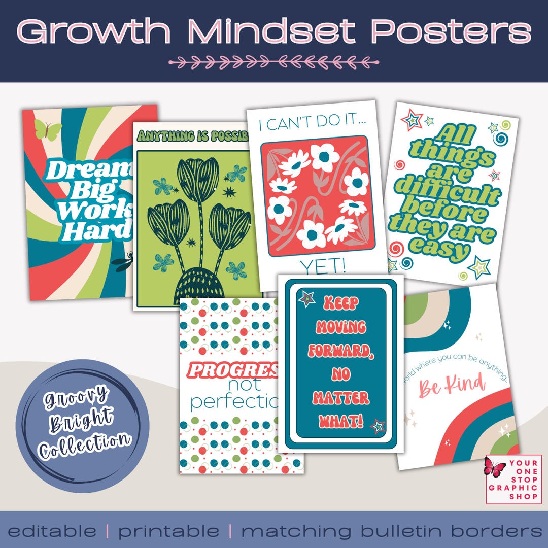 Growth Mindset Classroom Posters | Instant Download | Editable ...