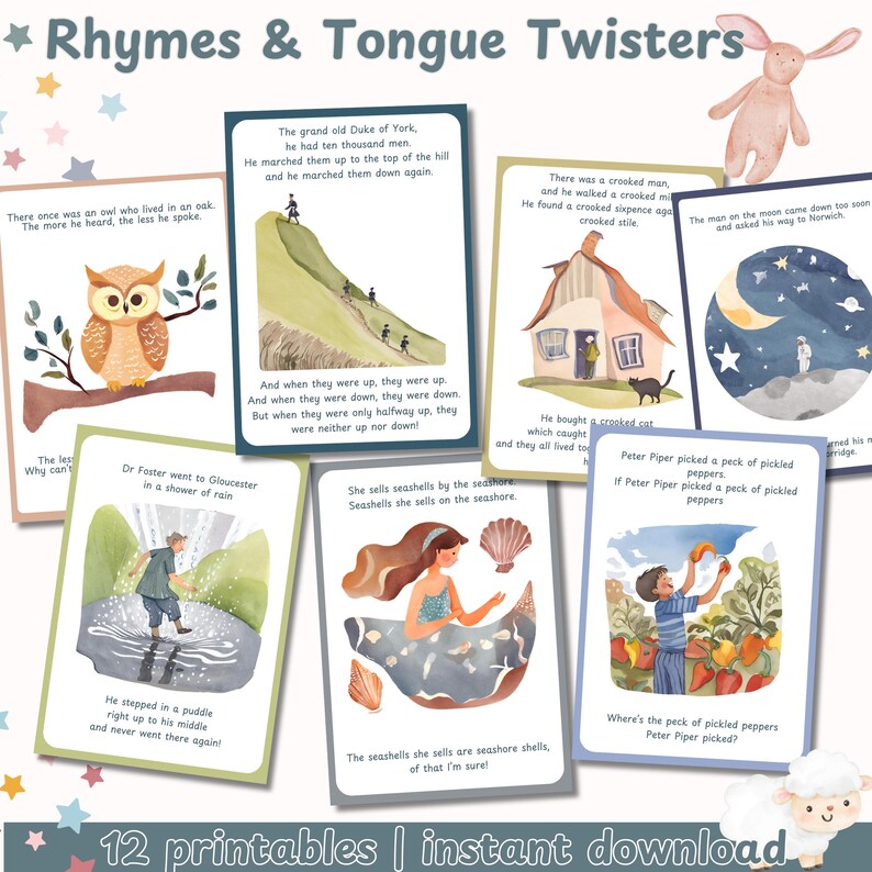 Nursery Rhyme & Tongue Twister Posters | Set of 12 | Classroom Display ...