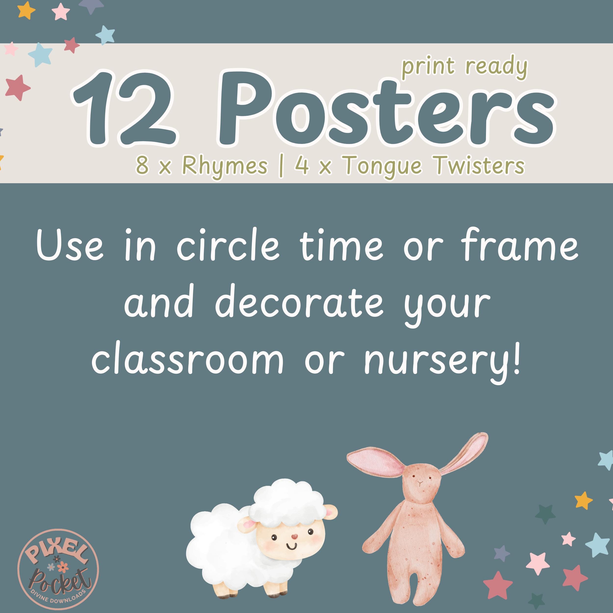 Nursery Rhyme & Tongue Twister Posters | Set of 12 | Classroom Display ...