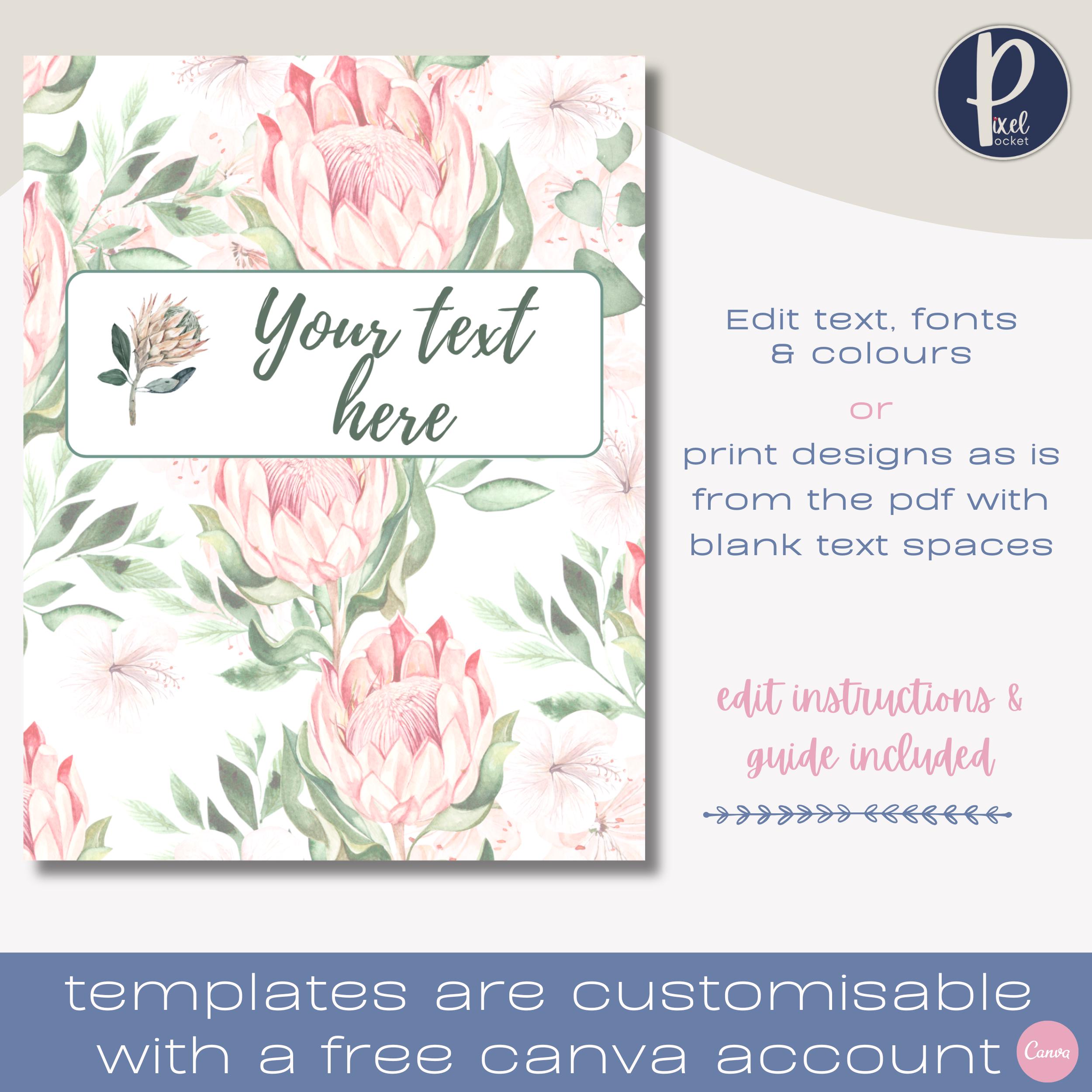 Binder Covers + Spines | Editable Template | 6 Floral Patterns ...