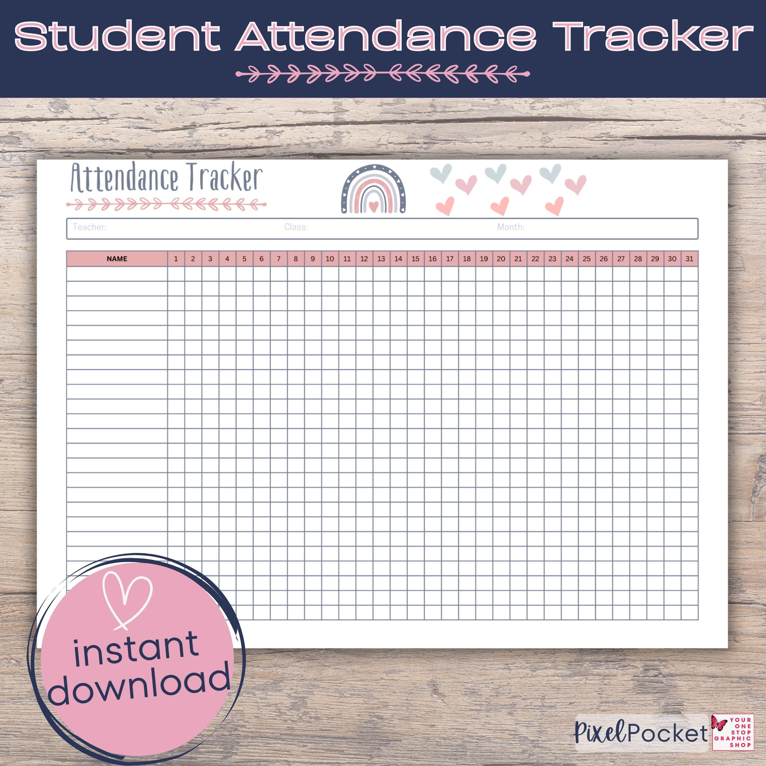 Printable Student Attendance Tracker | Boho Attendance Log | Home ...