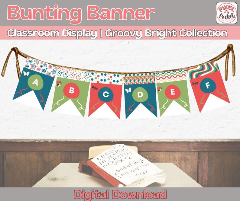 Alphabet Bunting Classroom Display Digital Download Bright and Fresh - Etsy