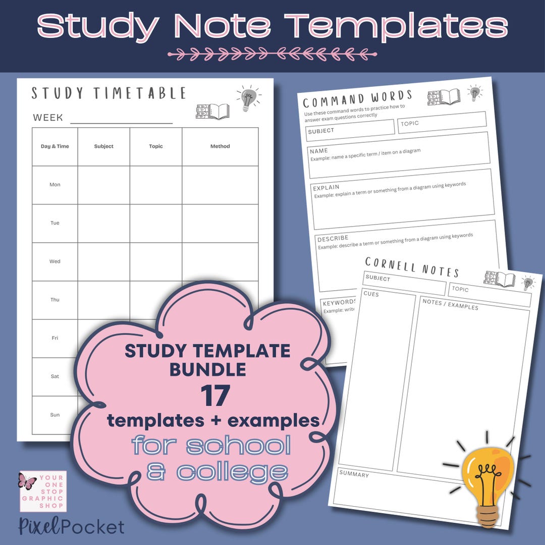 Study Templates | Mind Maps | Cornell Notes | Digital Download ...