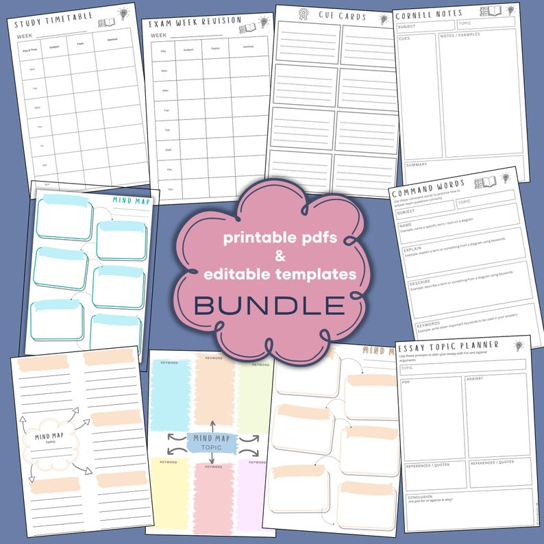 Study Templates | Mind Maps | Cornell Notes | Digital Download ...