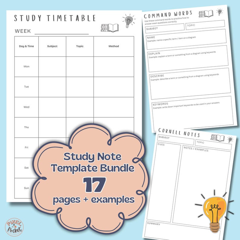 Study Templates | Mind Maps | Cornell Notes | Digital Download ...