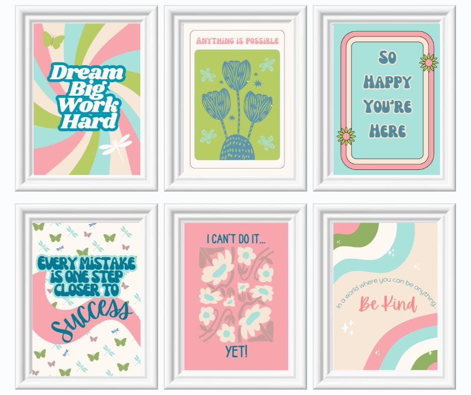 Groovy Pastel Classroom Posters Set of 6 Affirmation Station Classroom ...